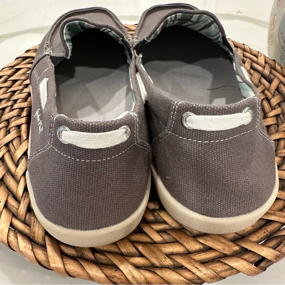 Gecko Man Grey Canvas Slip On Boat Shoes - Gem